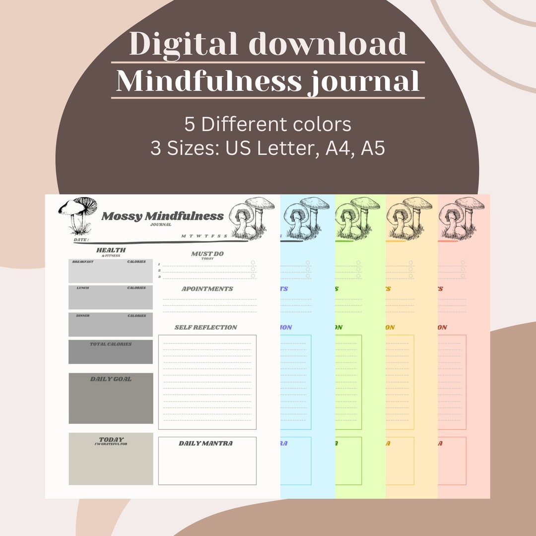 Mindfulness Journal Digital Download Pdf, Wellness Journal, Daily ...