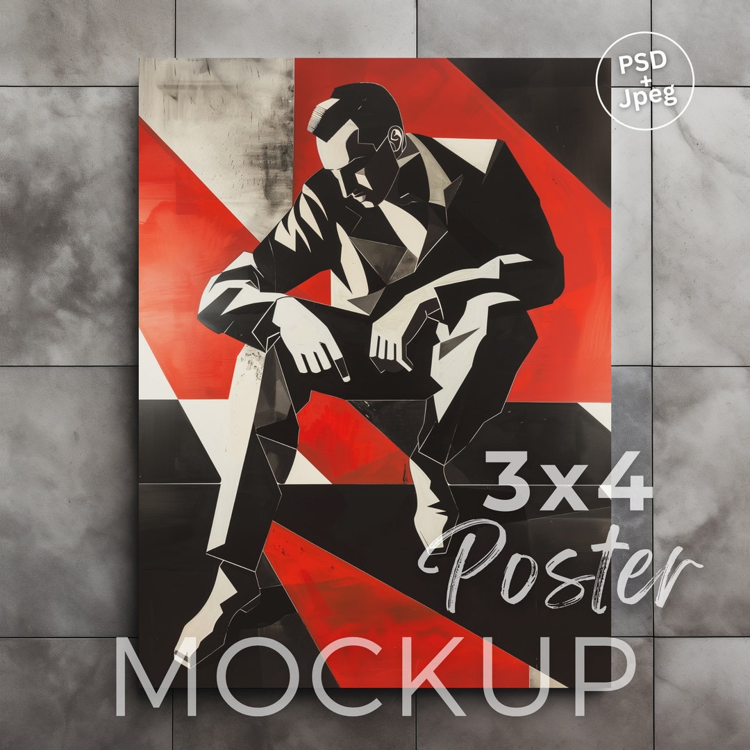 3x4 Vertical Poster Mockup Unframed Paper Print Mockup Concrete Wall ...
