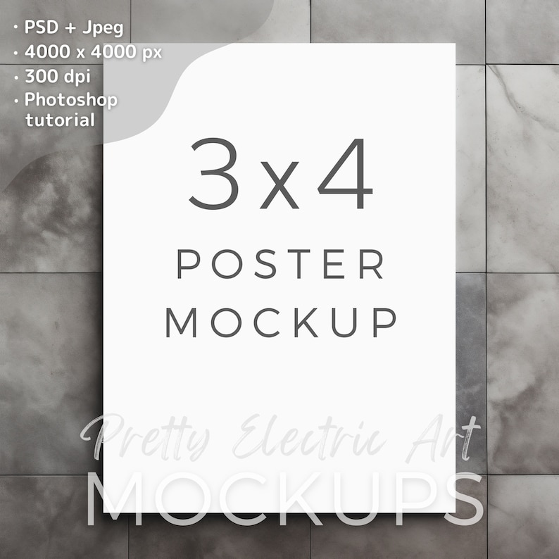 3x4 Vertical Poster Mockup Unframed Paper Print Mockup Concrete Wall ...