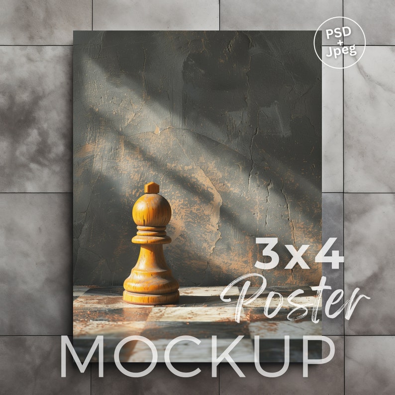 3x4 Vertical Poster Mockup Unframed Paper Print Mockup Concrete Wall ...