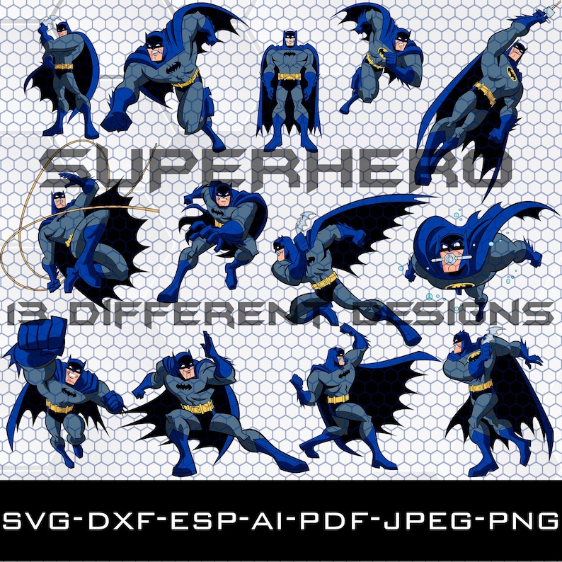 Bat Vector Illustration Bundle,super Hero,design,drawing,svg,dxf,png ...