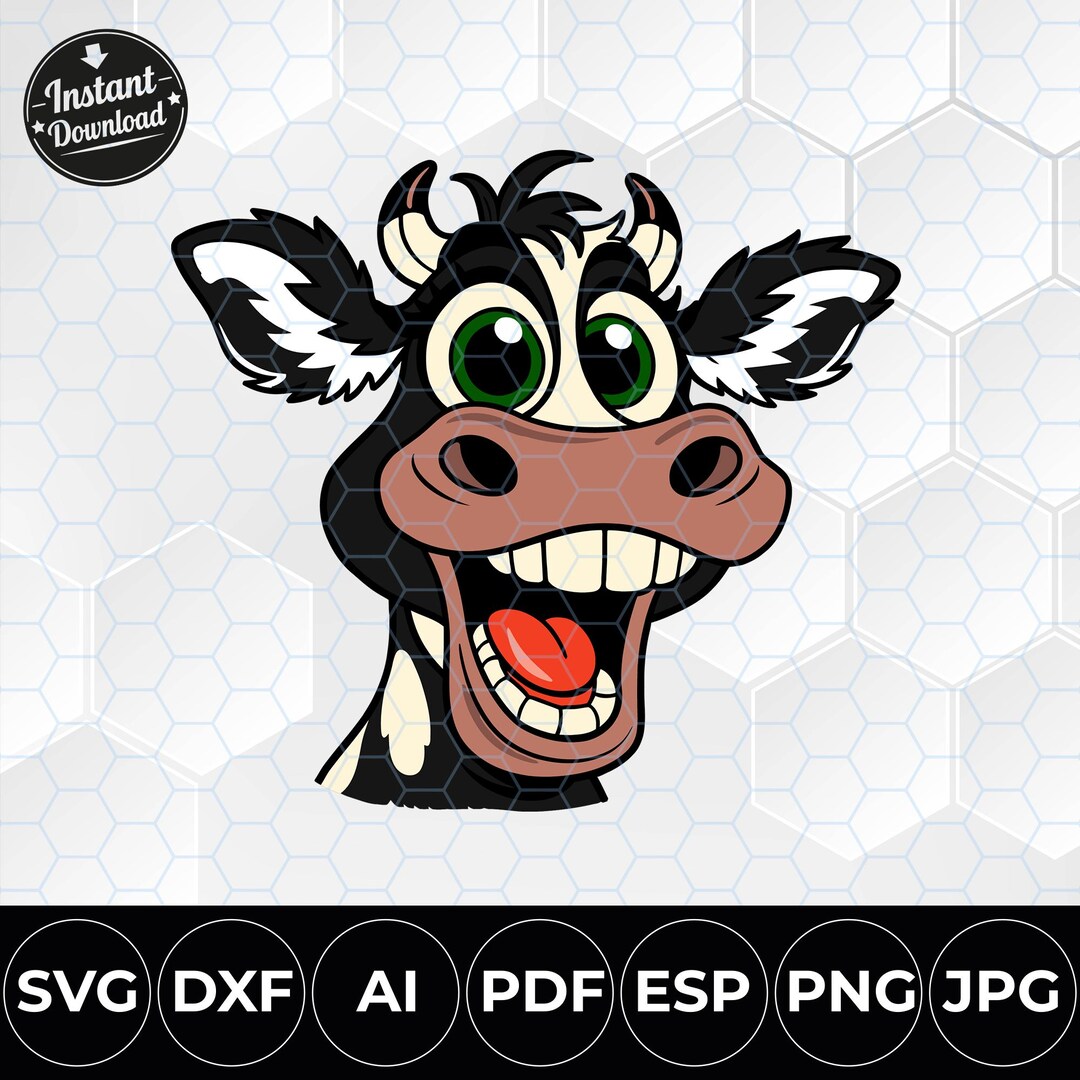 Funny Cow SVG PNG DXF | Cute Cartoon Cow Illustration | Layered Aı ...
