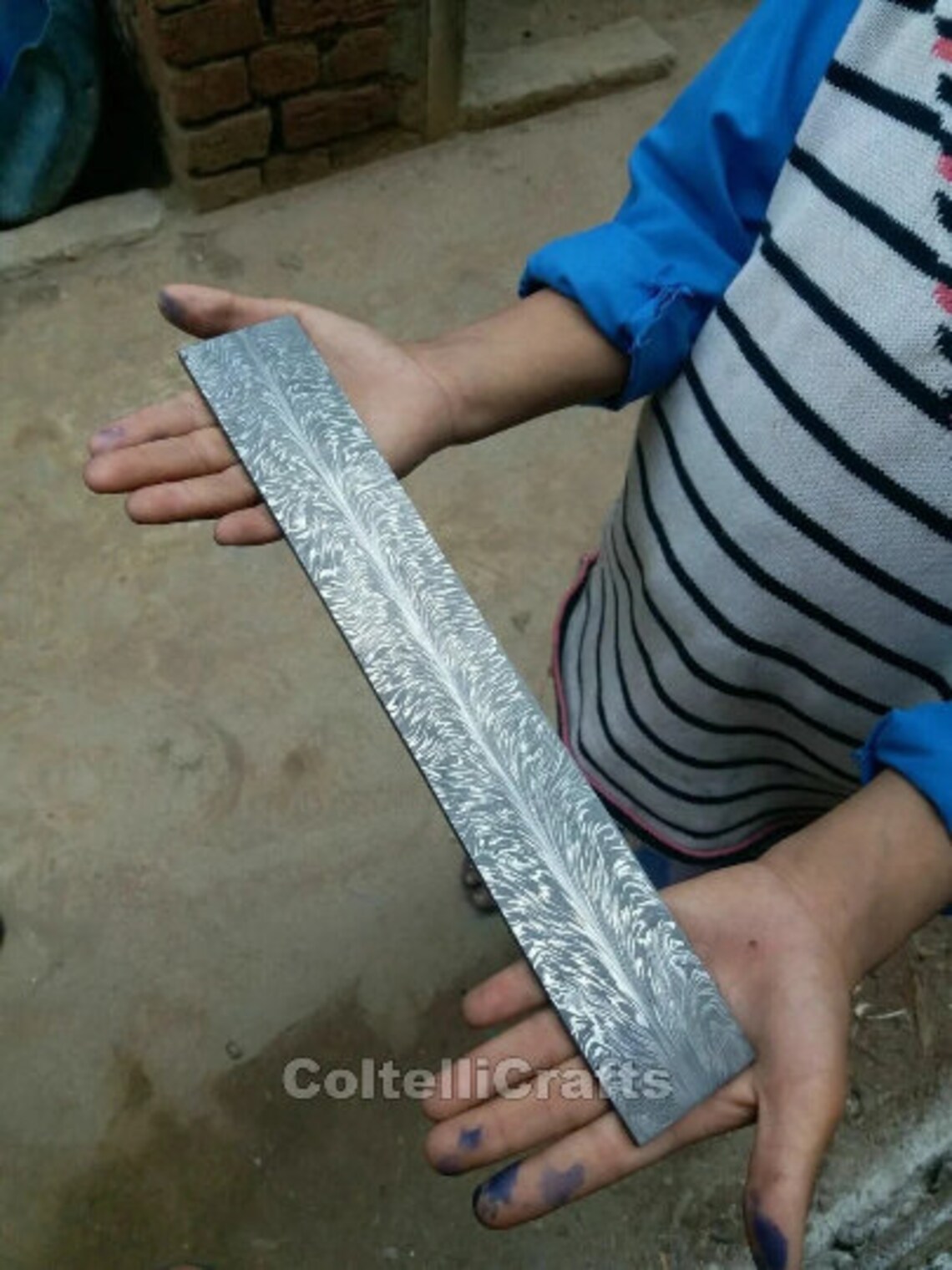 Original Damascus Steel Billet Feather Pattern, Damascus Steel Billet ...