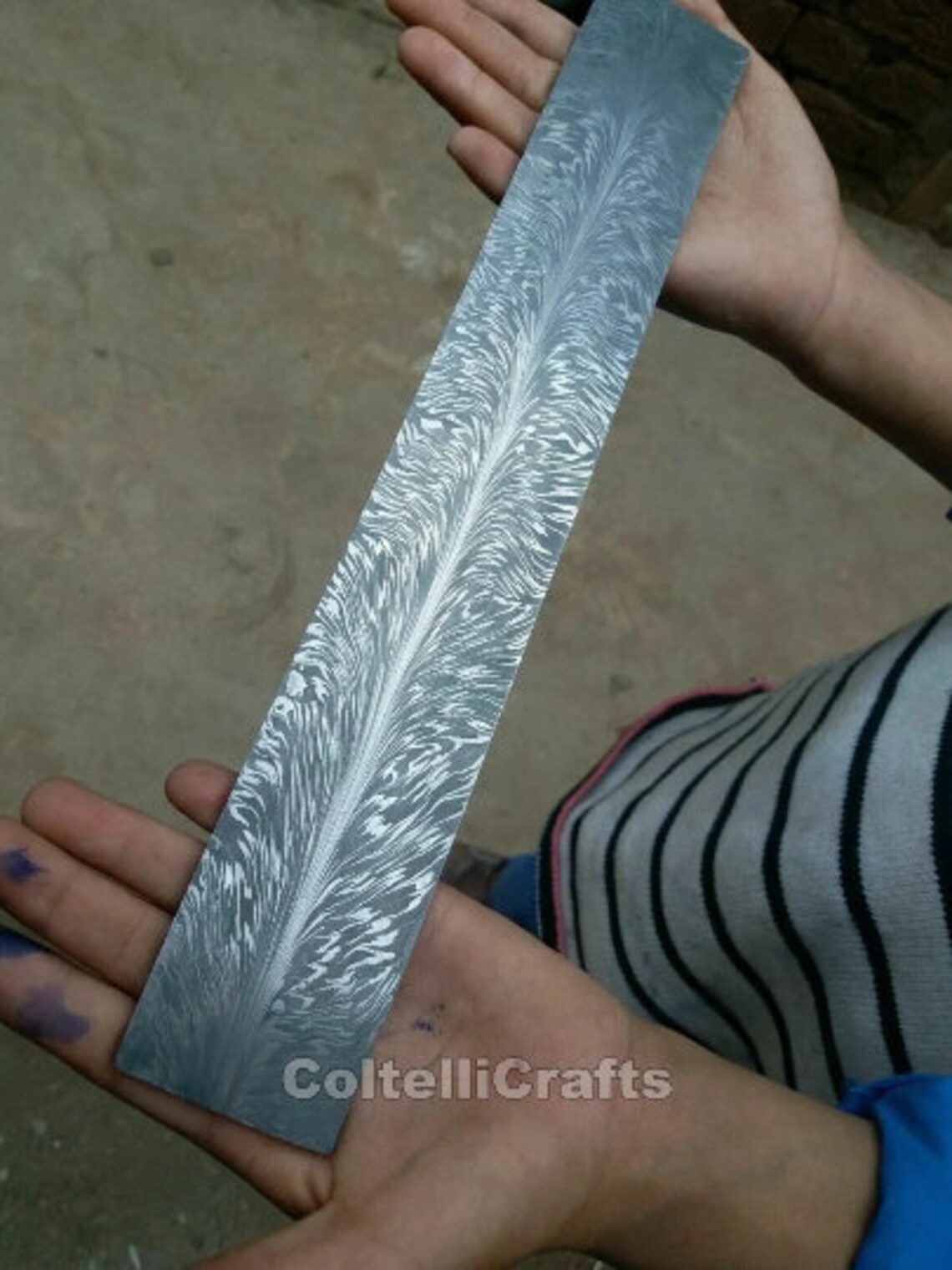 Original Damascus Steel Billet Feather Pattern, Damascus Steel Billet ...