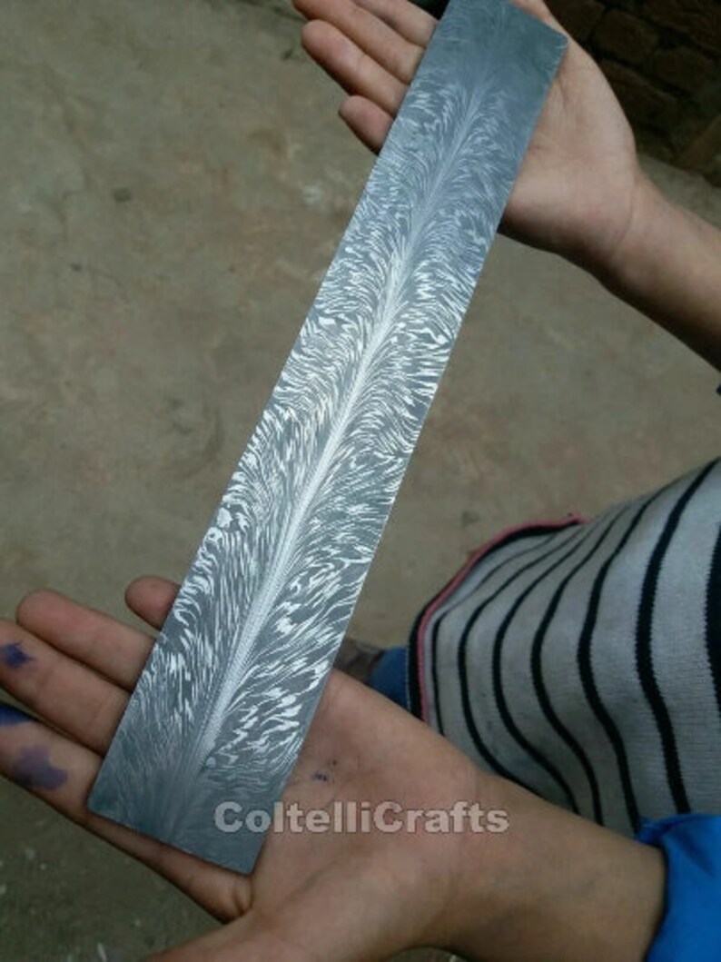 Original Damascus Steel Billet Feather Pattern, Damascus Steel Billet ...