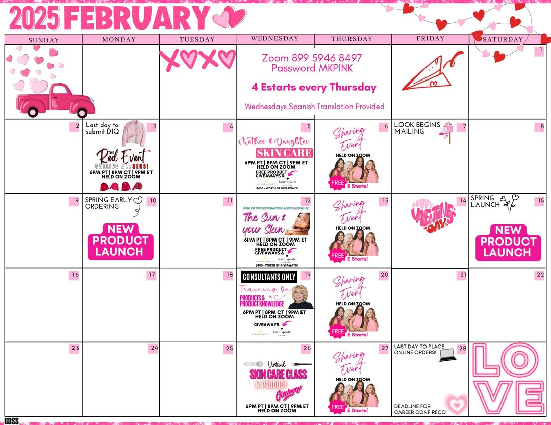 Mary Kay Customized Calendar | Calendar Template Editable ...