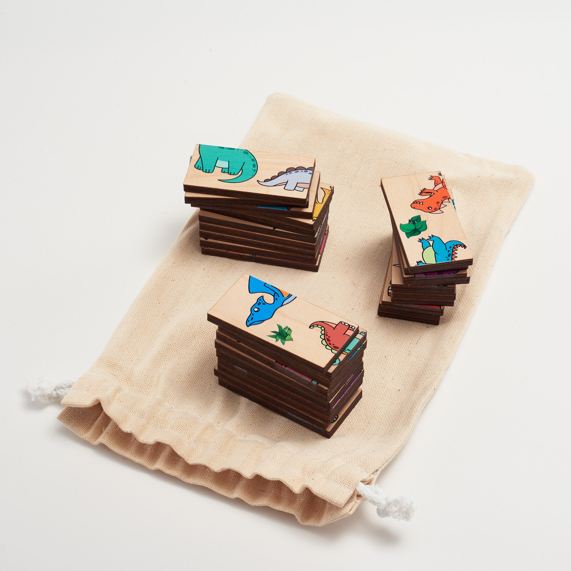 Wooden Dinosaur Dominoes Set, Fun and Educational Montessori Toy for 3 ...