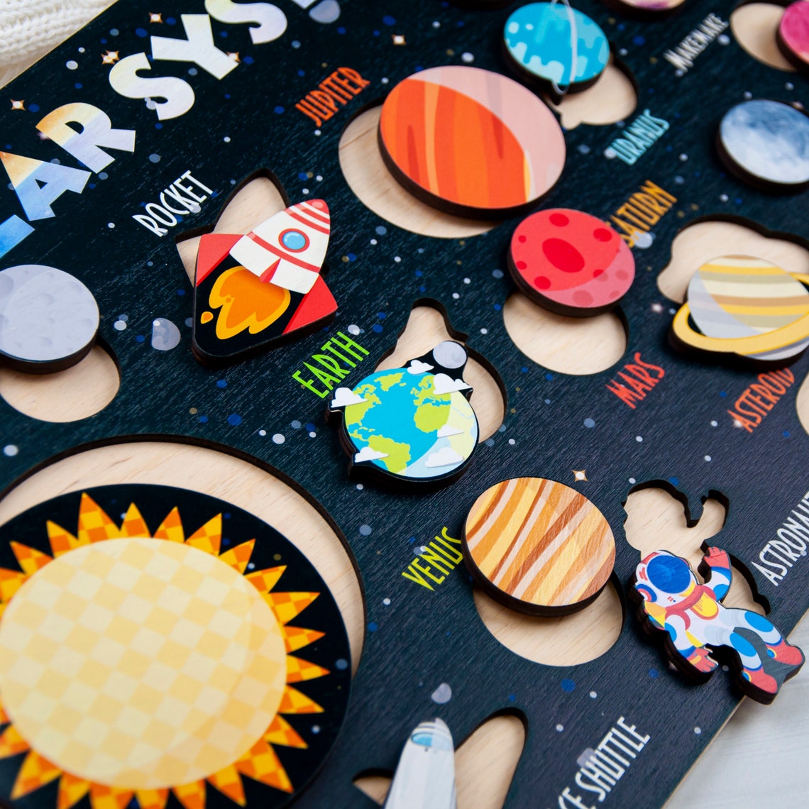 Personalized Dwarf Planets Wooden Toy / Interactive Solar System Puzzle ...