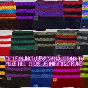 Foldable Brim Striped Droopy Eared Slouch Beanie CROCHET PATTERN ...