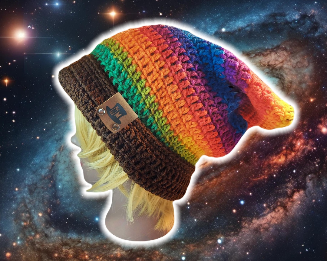 Droopy Box Beanie, Custom Slouch Beanie, Hand Crocheted Knit Tam, Baggy ...