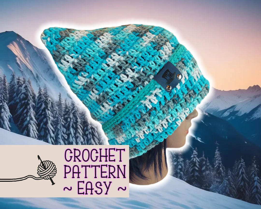 PATTERN Droopy Eared Slouchy Box Hat, Snowcap Beanie, Knit Blue Cat Hat ...