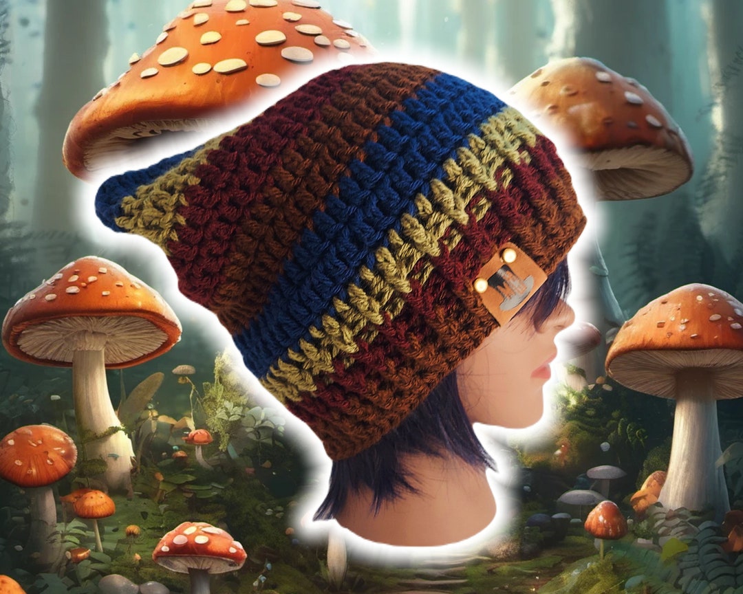 Droopy Box Beanie W Ribbed Brim, Custom Slouch Beanie, Hand Crocheted ...