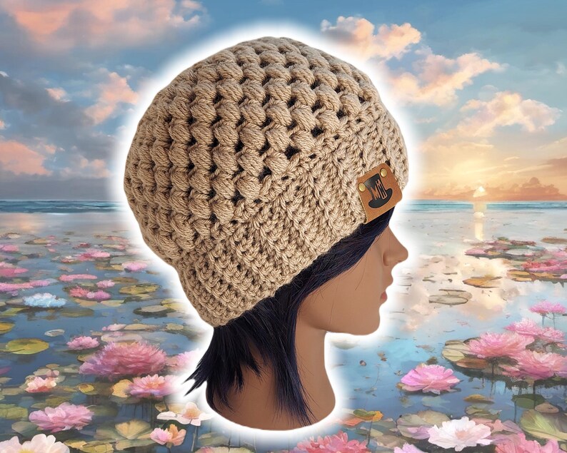 Puff Stitch Beanie - Handmade Crochet Slouchy Beanie: Boho Hippie Style ...