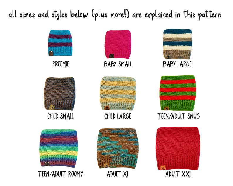 Ribbed Brim Droopy Eared Slouch Beanie CROCHET PATTERN Knit Striped ...