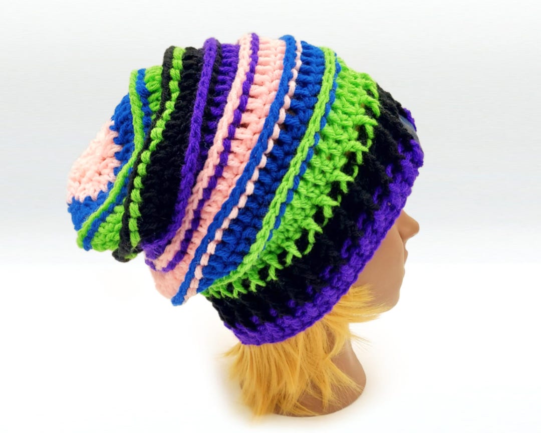 Slouchy Beehive Bonnet Beanie, Custom Made Crochet Unisex Knit Boho ...
