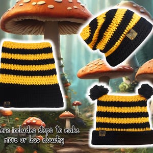 Foldable Brim Striped Droopy Eared Slouch Beanie CROCHET PATTERN ...