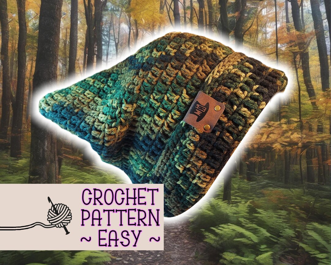 PATTERN Droopy Eared Slouchy Box Hat, Camouflage Beanie, Knit Camo Cat ...