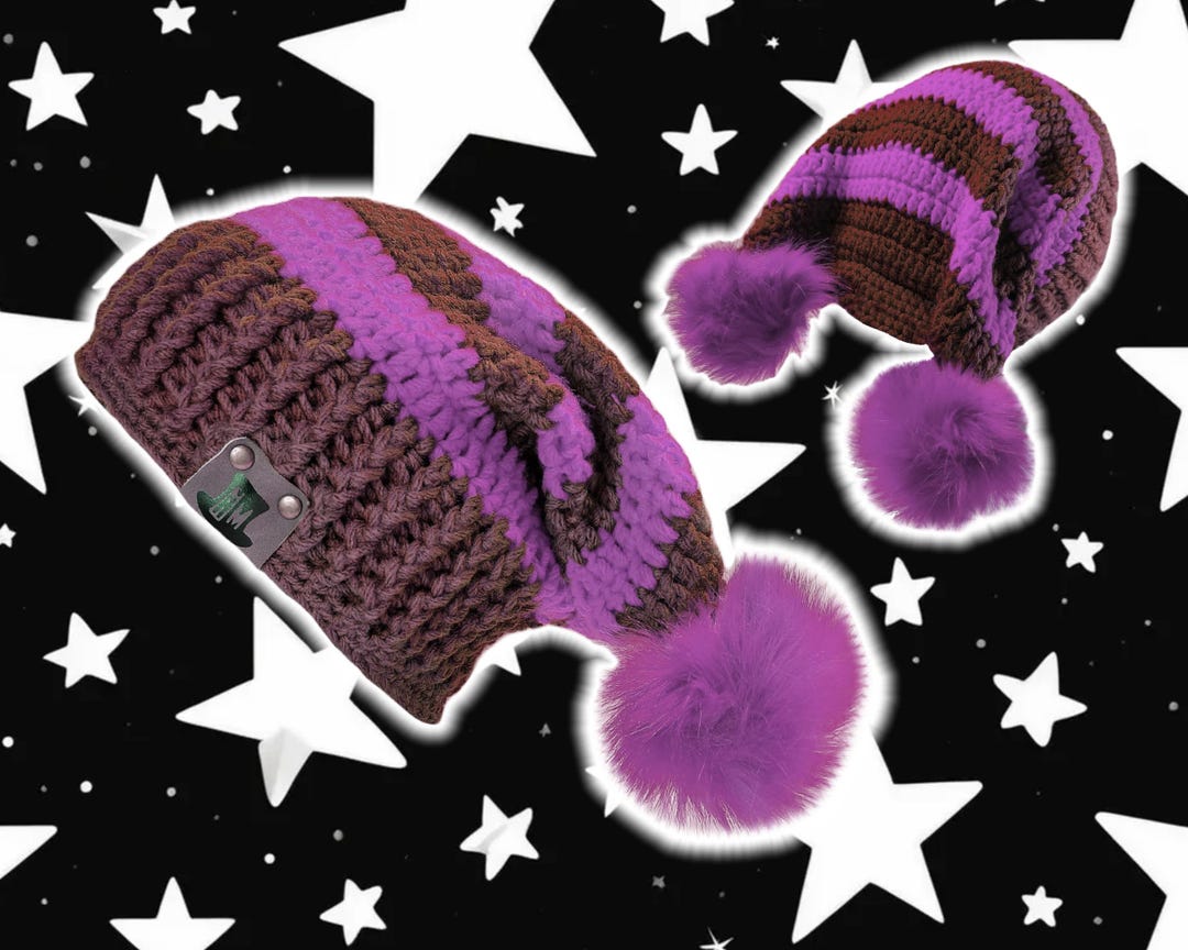 Droopy Box Beanie W Ribbed Brim, Custom Slouch Beanie, Hand Crocheted ...