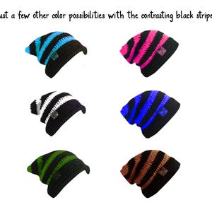 Foldable Brim Striped Droopy Eared Slouch Beanie CROCHET PATTERN Saggy ...