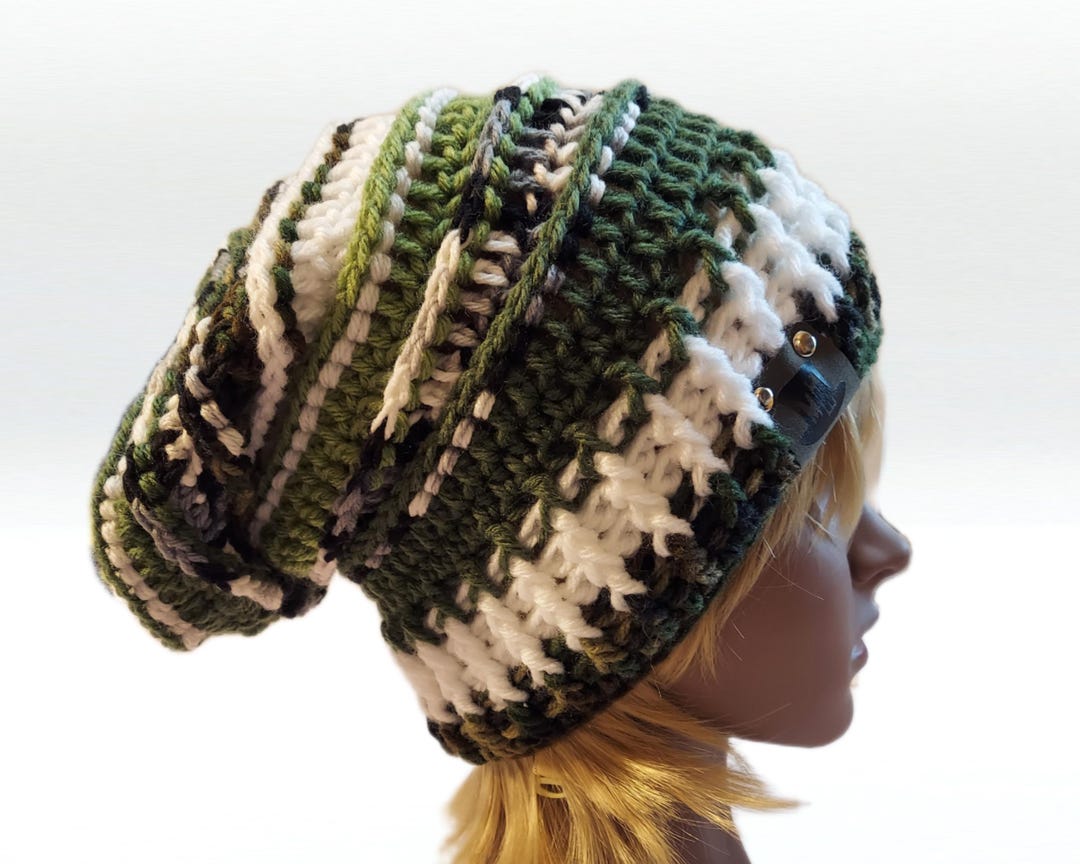 Slouchy Beehive Bonnet Beanie, Custom Hand Crocheted Unisex Knit Boho ...