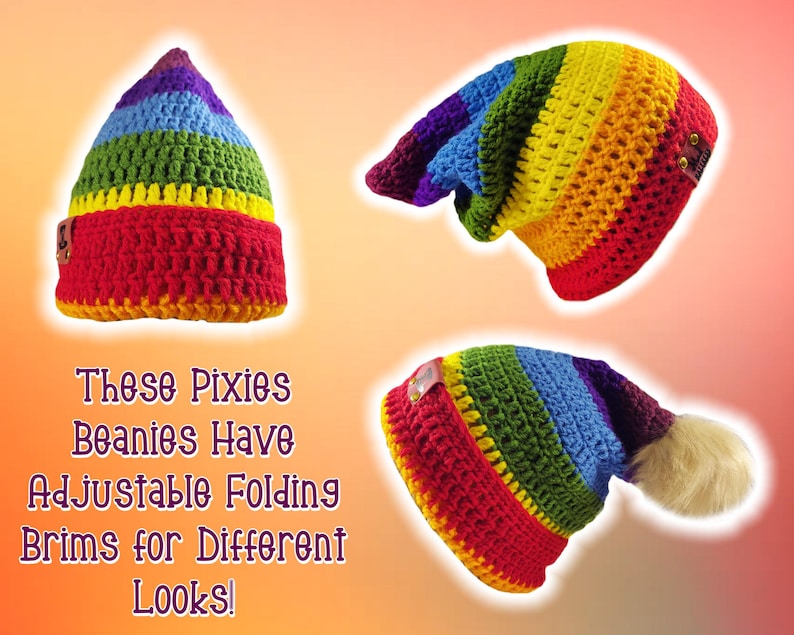 Slouchy Pixie Beanie Crochet Pattern: Easy Beginner Foldable Brim ...