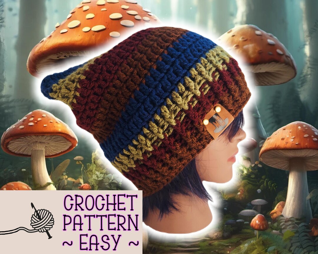 Slouchy Droopy Eared Box Hat CROCHET PATTERN, Knit Cat Hat, Striped ...