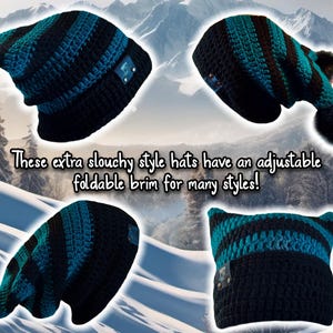 Foldable Brim Striped Droopy Eared Slouch Beanie CROCHET PATTERN Saggy ...