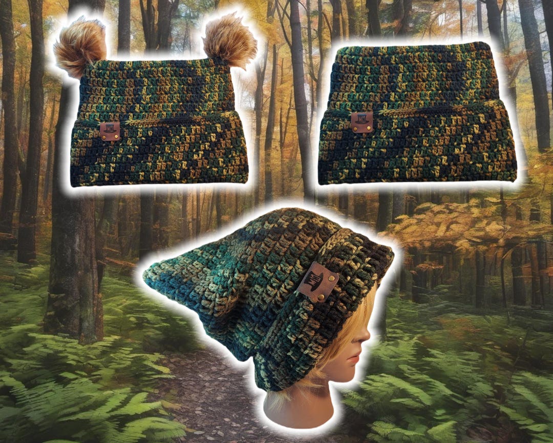 Droopy Box Beanie, Custom Slouch Beanie, Hand Crocheted Knit Tam, Baggy ...