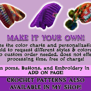 Droopy Box Beanie W Ribbed Brim, Custom Slouch Beanie, Hand Crocheted ...