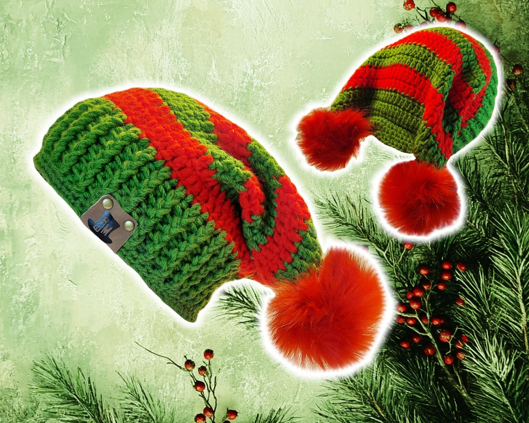 Droopy Box Beanie W Ribbed Brim, Custom Slouch Beanie, Hand Crocheted ...