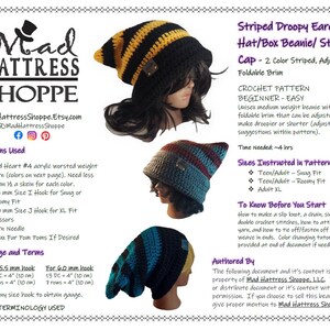 Foldable Brim Striped Droopy Eared Slouch Beanie CROCHET PATTERN Saggy ...