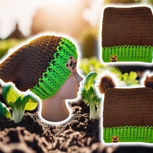 Droopy Box Beanie W Ribbed Brim, Custom Slouch Beanie, Hand Crocheted ...