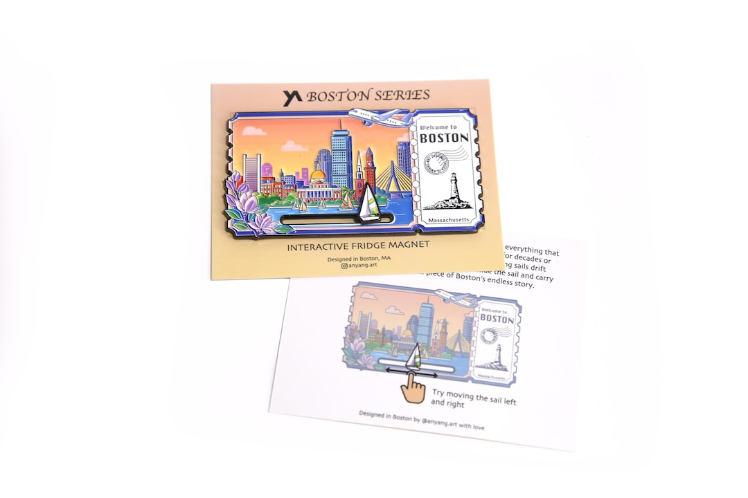 Interactive Boston Magnet, Boston Gift, Boston Fridge Magnet - Etsy