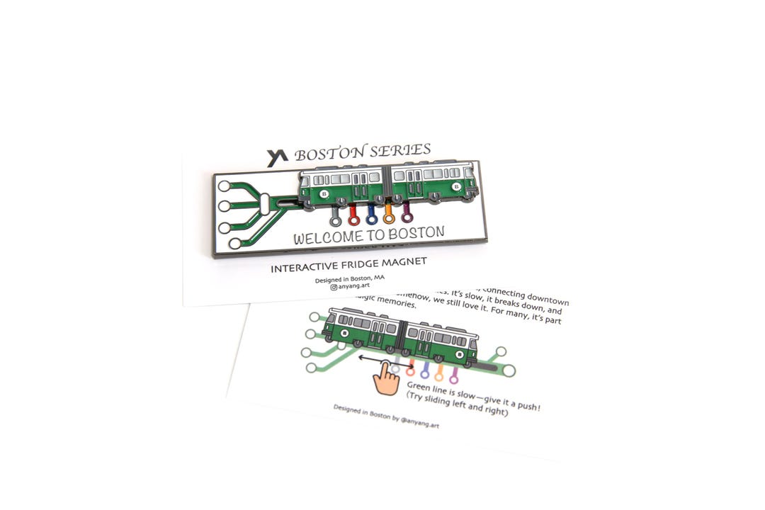 Boston Green Line Fridge Magnet, MBTA Gift, Boston Gift, Boston Magnet ...