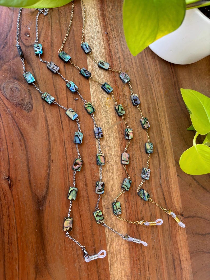 Flashy Abalone Glasses Chain, Gemstone Eyeglass Chain, Glasses Chain ...