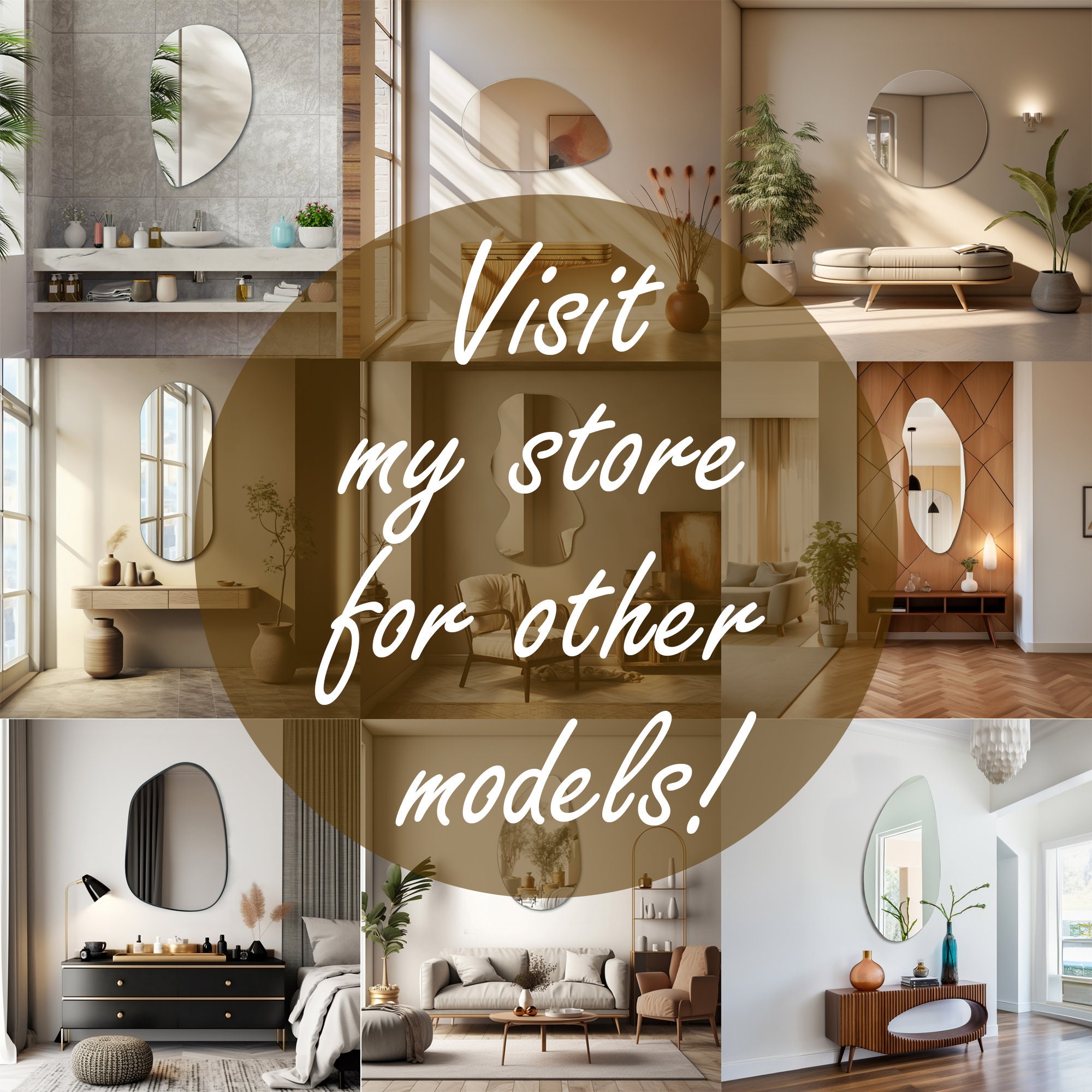 Asymmetrical Home Mirror, Aesthetic Wall Mirror, Irregular Mirror ...