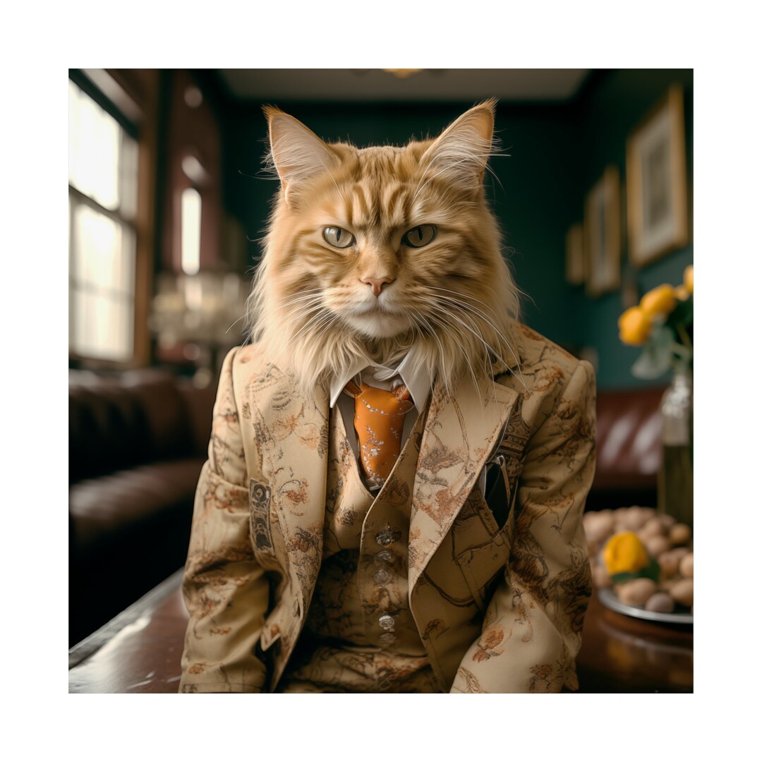 Mafia Pet Fine Art Matte Posters, Mafia Cat Portrait Unique Gift ...