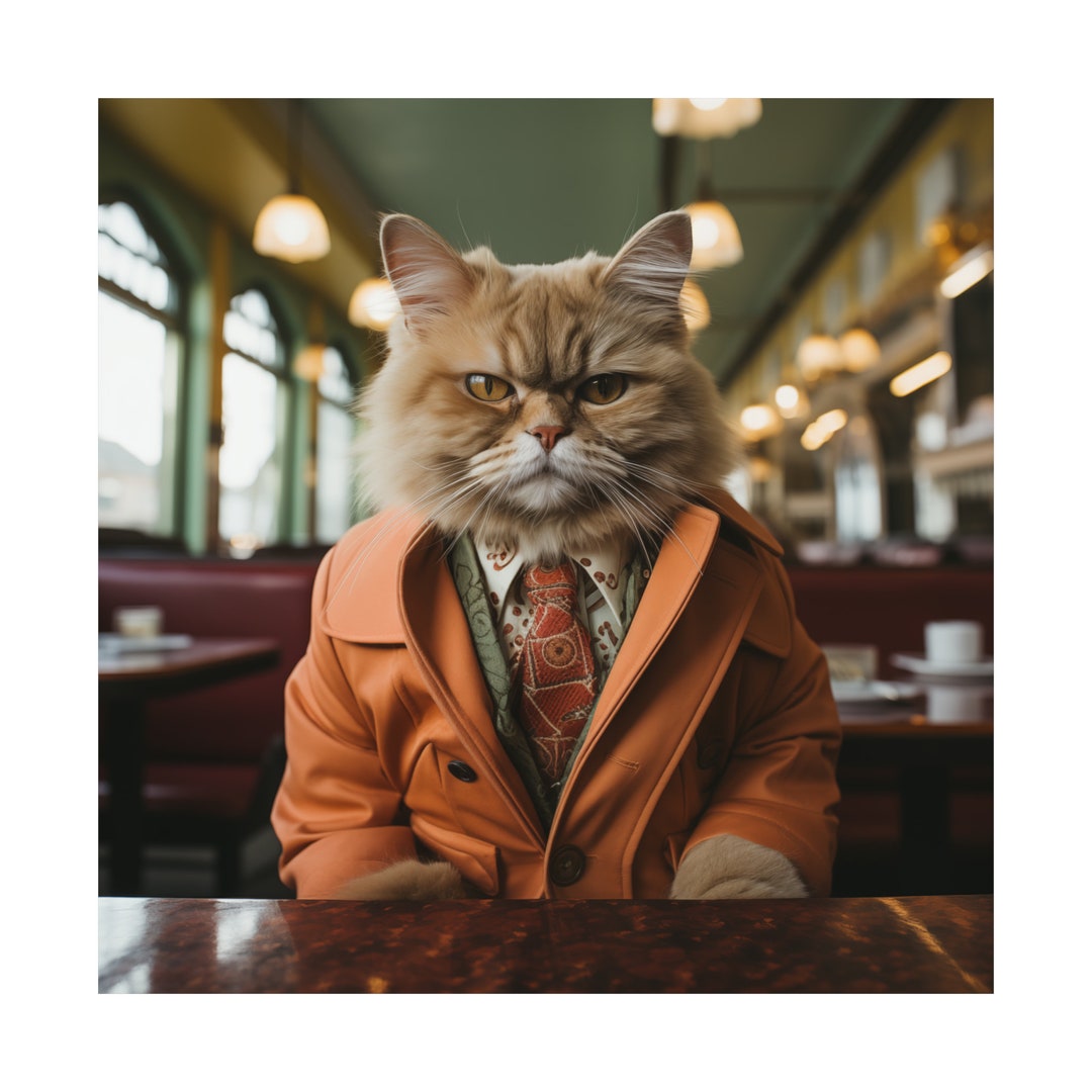 Mafia Pet Fine Art Matte Posters, Mafia Cat Portrait Unique Gift Coat ...