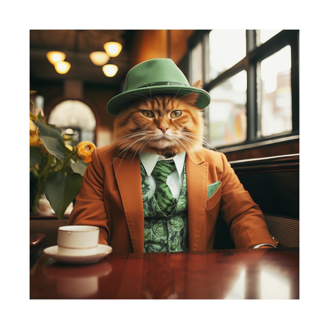 Mafia Pet Fine Art Matte Posters, Mafia Cat Portrait Unique Gift Orange ...