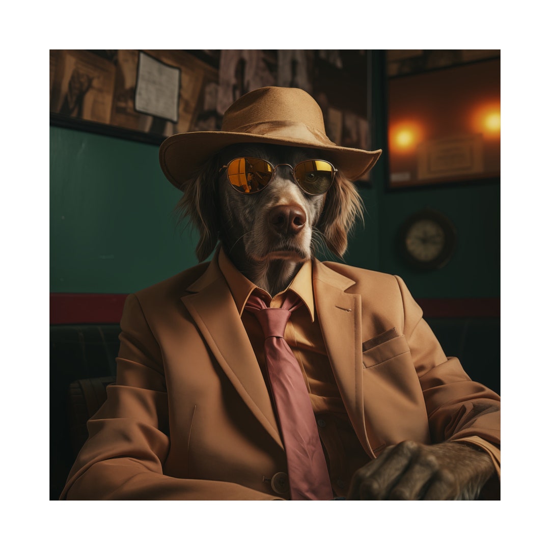 Mafia Pet Fine Art Matte Posters, Mafia Dog Portrait Unique Gift Brown ...