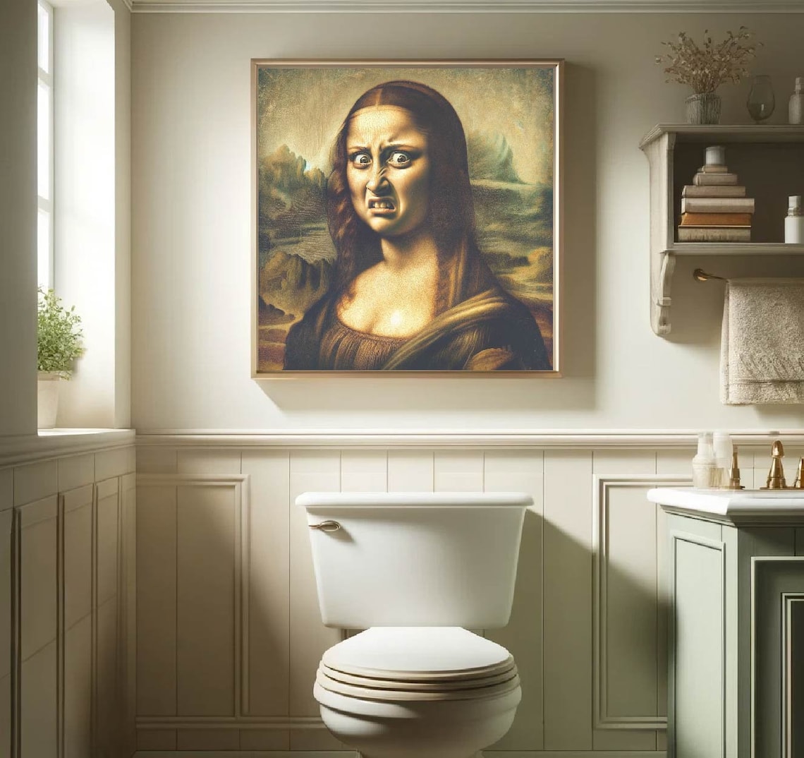 Stank Face Mona Lisa Digital Print, Humor Bathroom Decor, Funny Wall ...