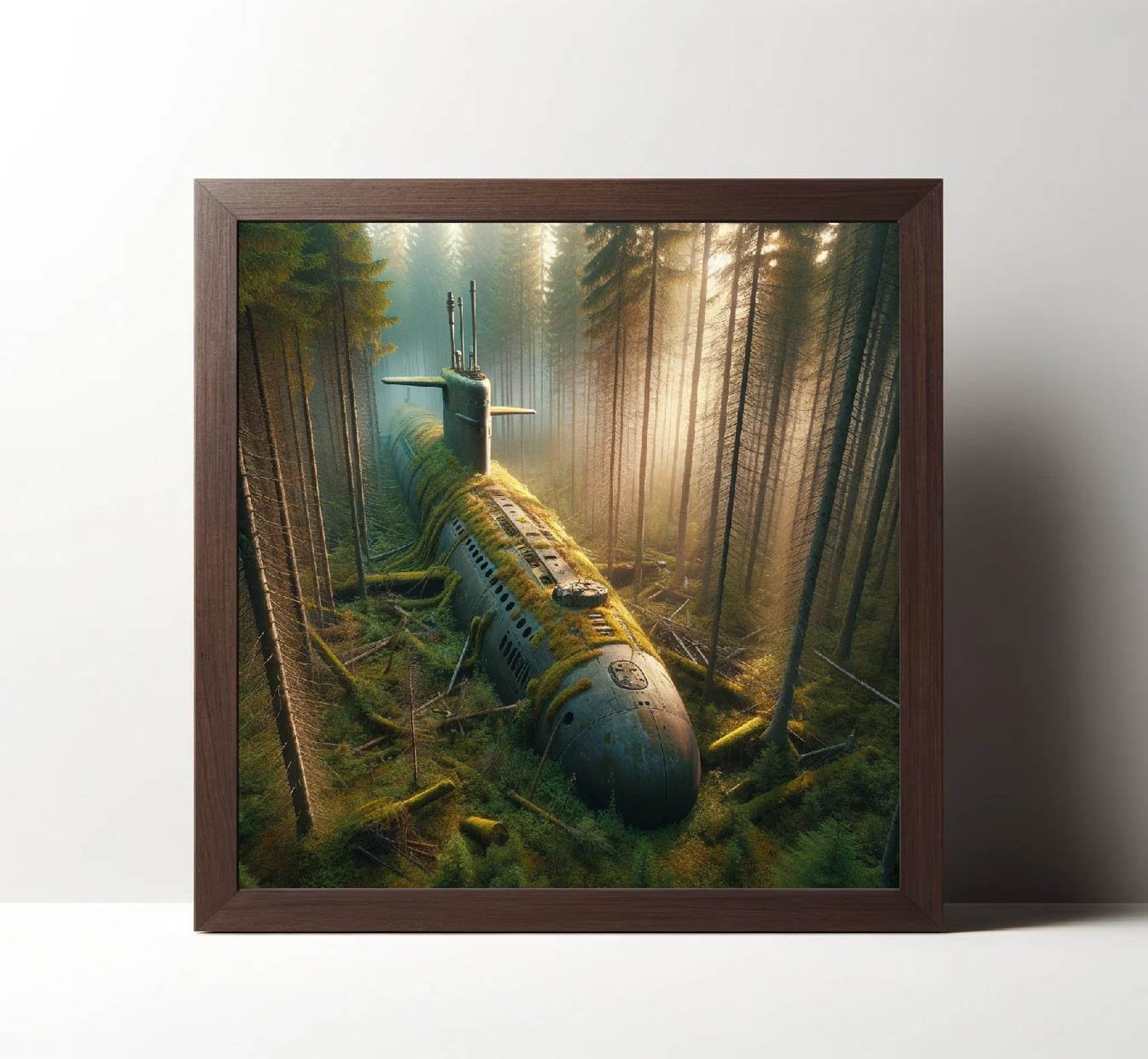 Surrealist Submarine in Forest Print, Fantasy Landscape Wall Art ...