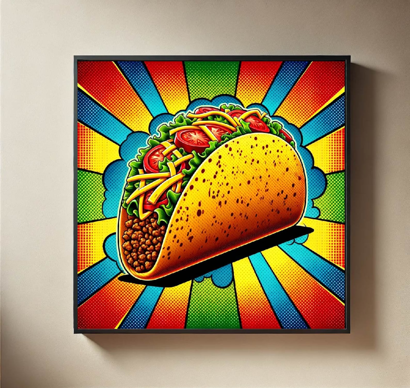 Vibrant Pop Art Taco Print, Colorful Retro Comic Style Wall Art, Taco ...
