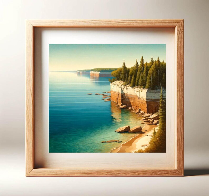 Pictured Rocks National Lakeshore Wall Art, Lakeside Bluffs Landscape ...