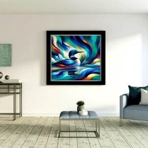 Abstract Loon Wall Art, Rustic Modern Home Decor, Colorful Bird Art - Etsy