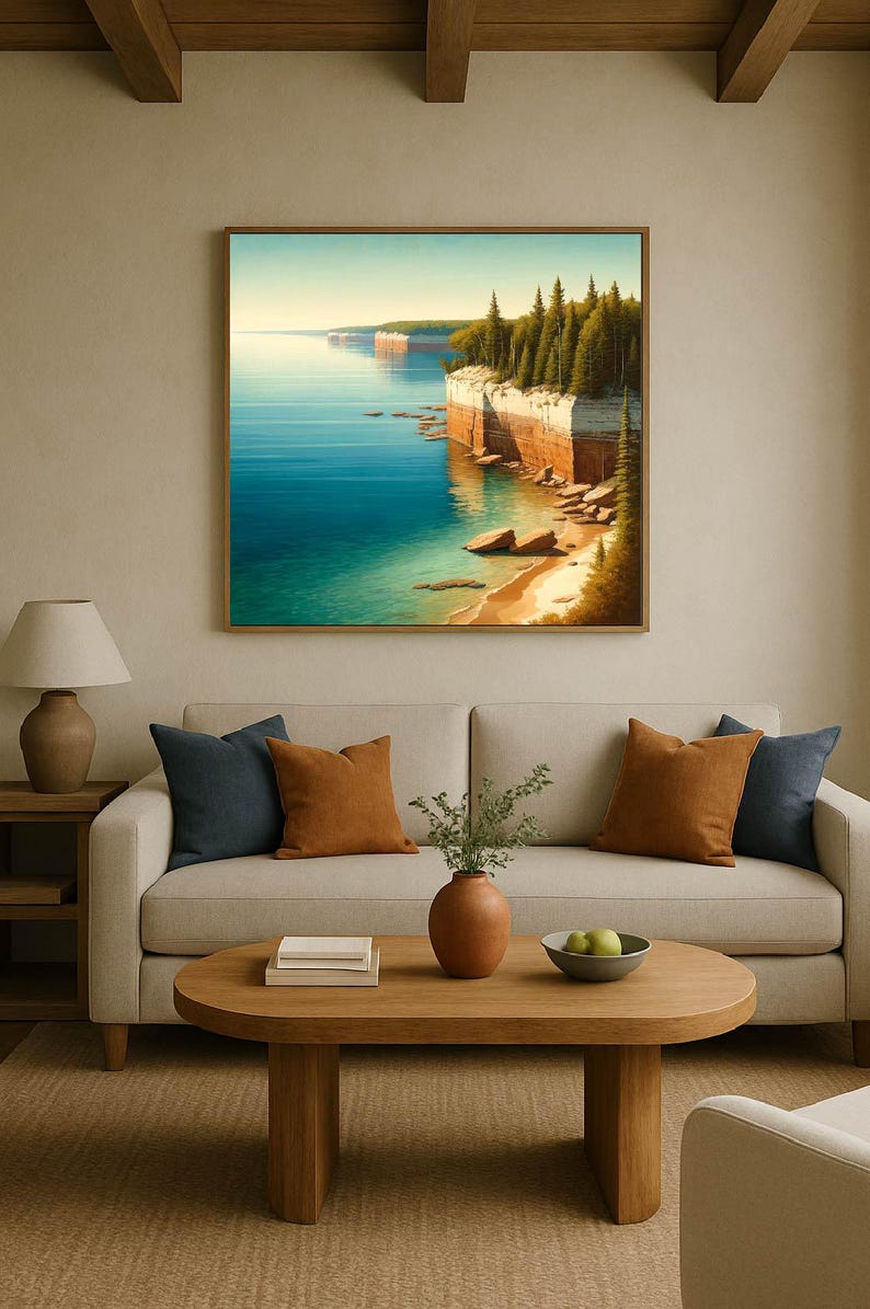 Pictured Rocks National Lakeshore Wall Art, Lakeside Bluffs Landscape ...