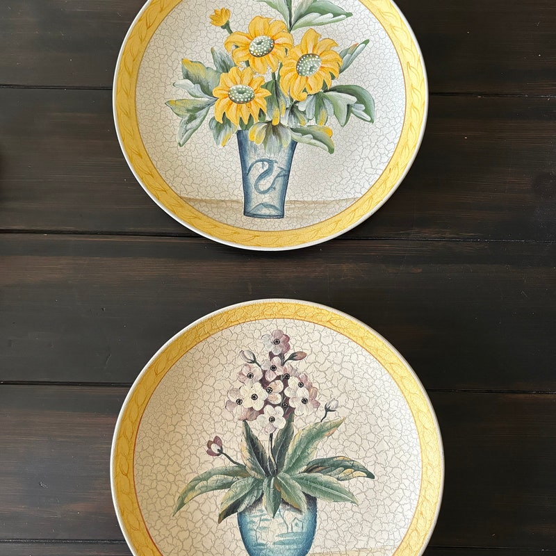 Yellow Floral Plates - Etsy