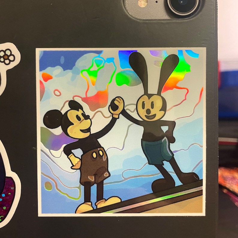 Mickey & Oswald Statue Sticker - Etsy