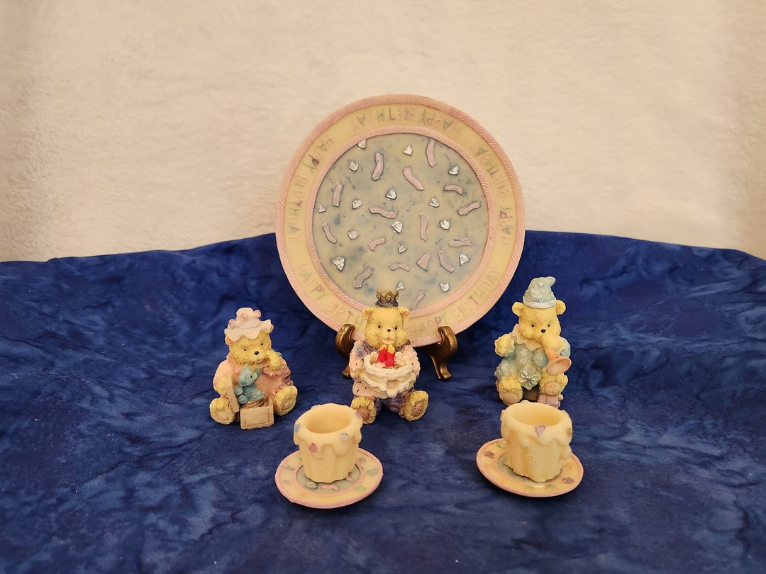 Happy Birthday Bear Miniature Tea Set, Gift for Girl, Gift for ...