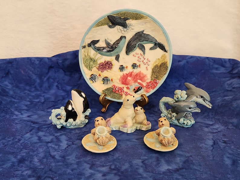 Miniature Tea Set Ocean Life With Otters Dolphins Killer Whales Seals ...